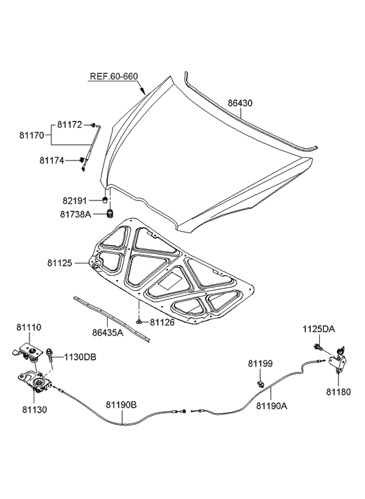 81135-1E010 - Genuine Hyundai STRIKER ASSEMBLY-HOOD