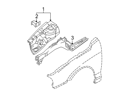 64601-2D011 Genuine Hyundai Member Assembly-Front Side,LH