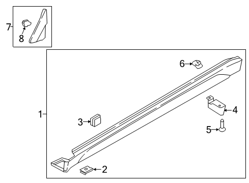 87752-D3100-NMS Genuine Hyundai Moulding Assembly-Side Sill,RH