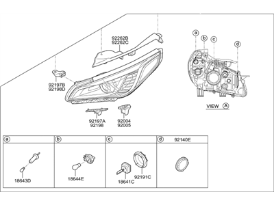 92102-C2200 Genuine Hyundai Headlamp Assembly, Right