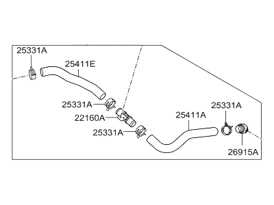 25414-D3700 Genuine Hyundai Hose Assembly-Radiator,Upper