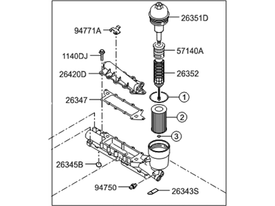 26300-3C200 Genuine Hyundai Oil Filter Complete Assembly