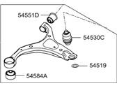 54501-2B000 Genuine Hyundai Arm Complete-Front Lower,RH