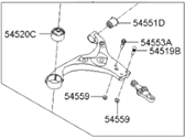 54500-2H000 - Genuine Hyundai ARM COMPLETE-FRONT LOWER,LH