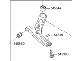 54500-3X000 Genuine Hyundai Arm Complete-Front Lower,LH